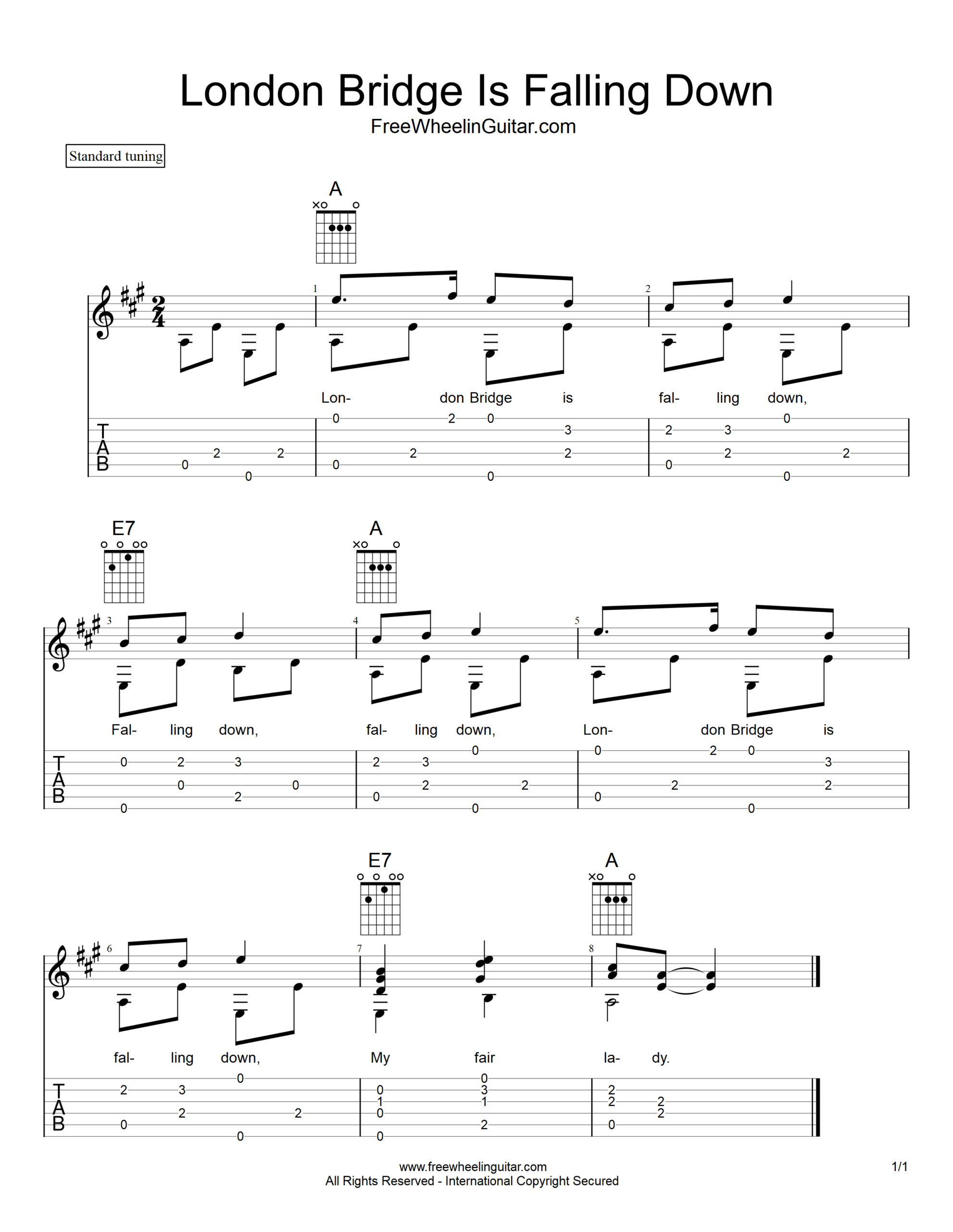 London Bridge Is Falling Down – Fingerstyle Guitar Tab ...