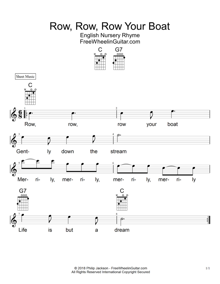 Row, Row, Row Your Boat – Fingerstyle Guitar Tab | FreewheelinGuitar.com