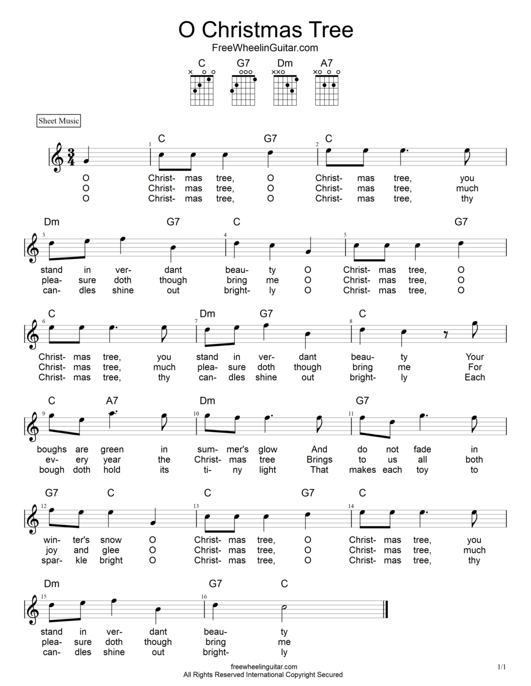 O Christmas Tree – Fingerstyle Guitar Tab | FreewheelinGuitar.com