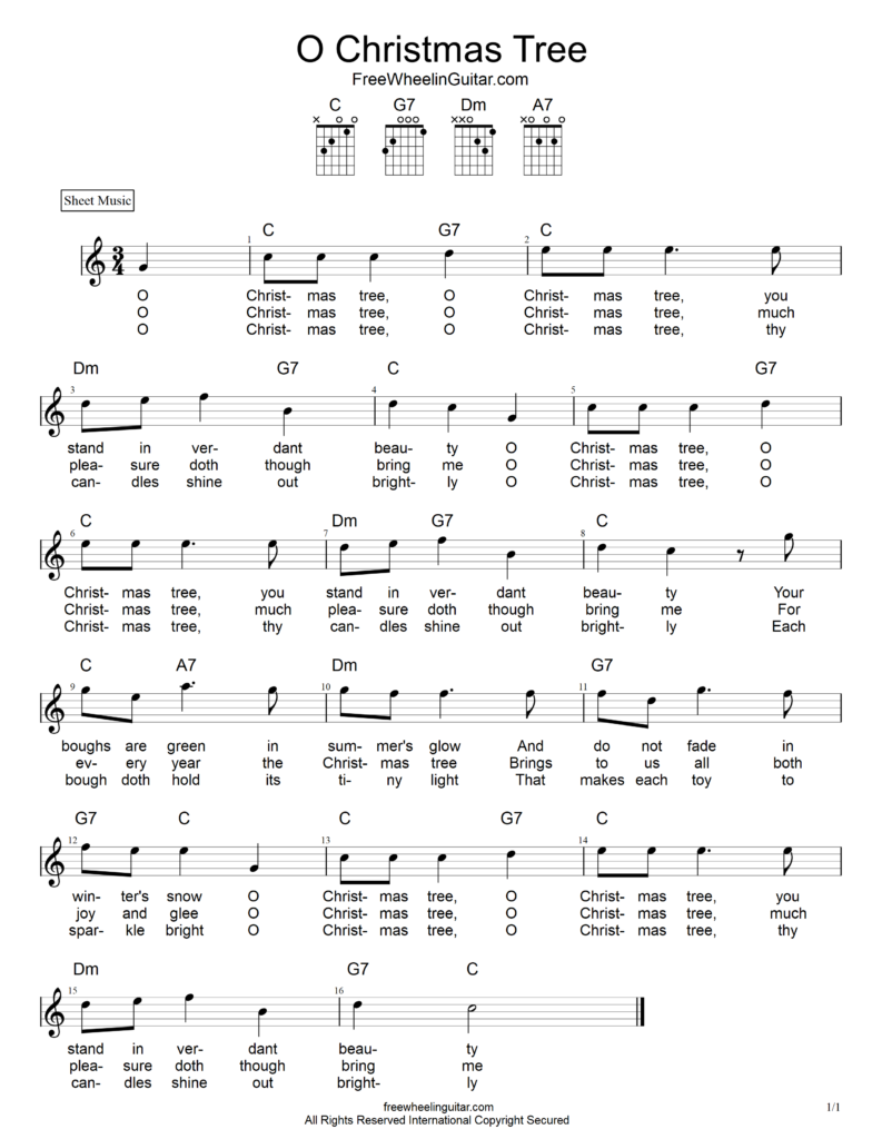O Christmas Tree - Sheet Music | FreeWheelinGuitar.com