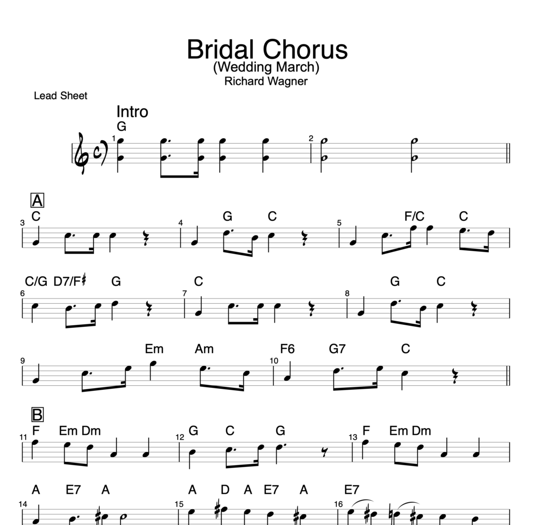 Bridal Chorus – Lead Sheet | FreewheelinGuitar.com