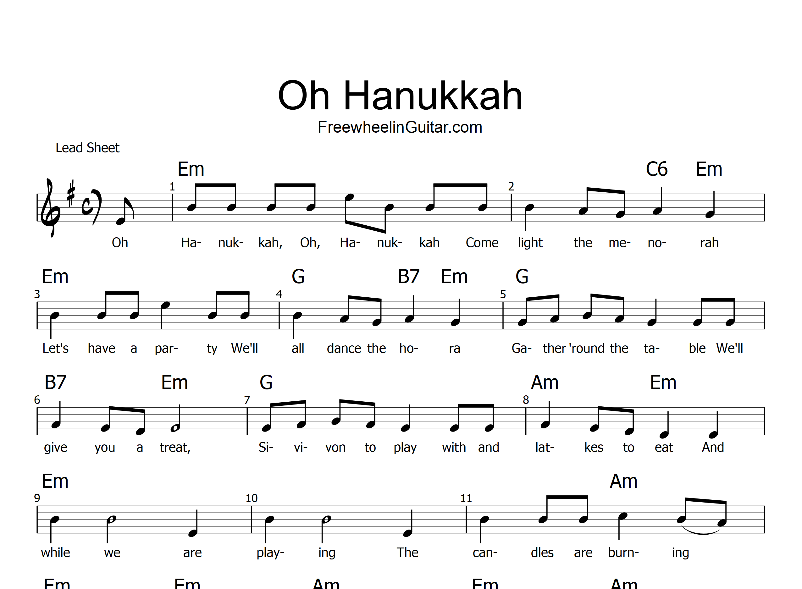 Oh Hanukkah Lead Sheet