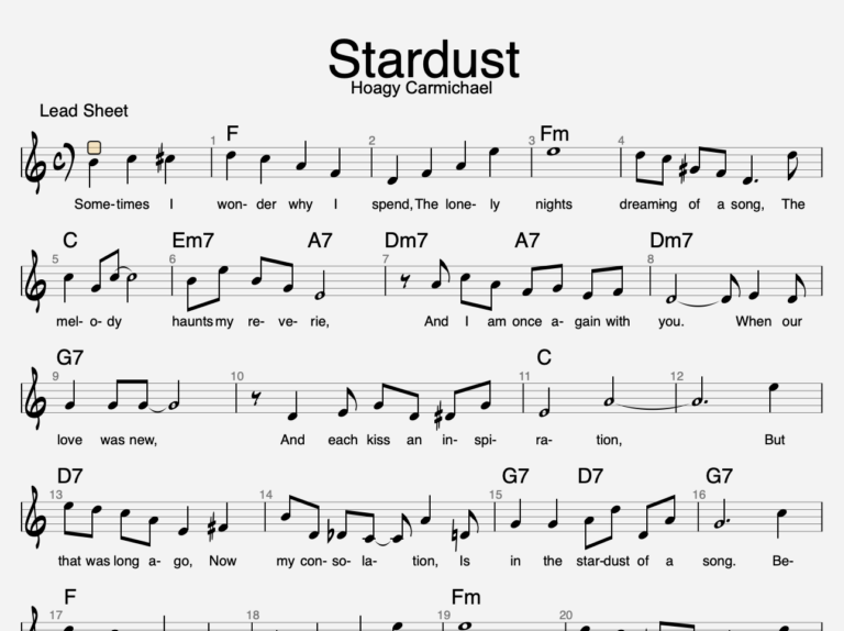 Stardust – Lead Sheet | FreewheelinGuitar.com