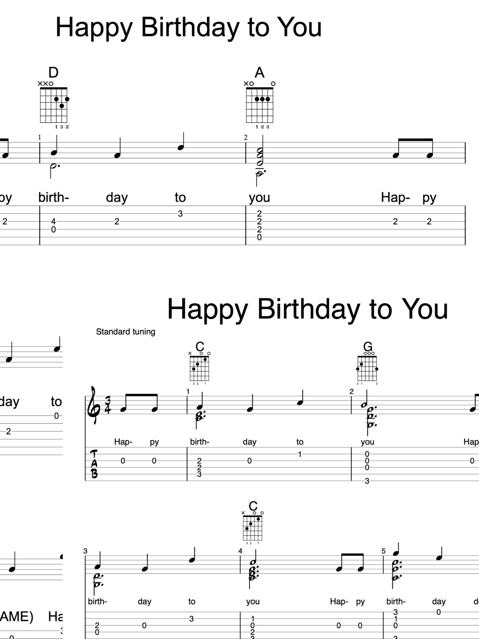 Happy Birthday – Solo Guitar Tab | FreewheelinGuitar.com